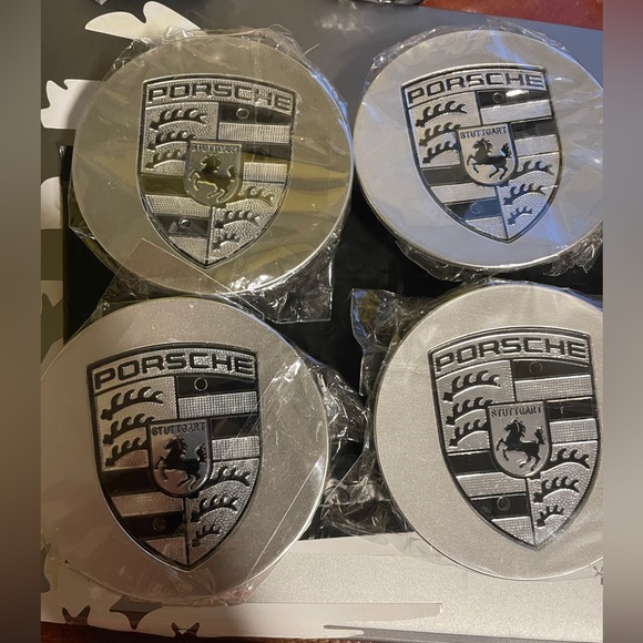porsche | Other | Porsche Wheel Emblems Wheel Caps Set Of 4 Silver ...